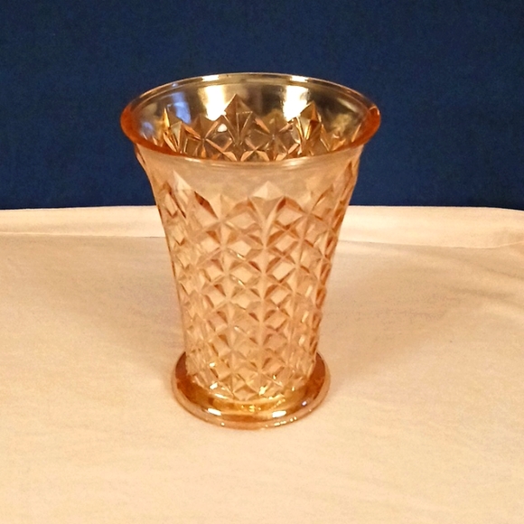 Accents | Vintage Peach Carnival Glass Vase Diamond Pattern | Poshmark